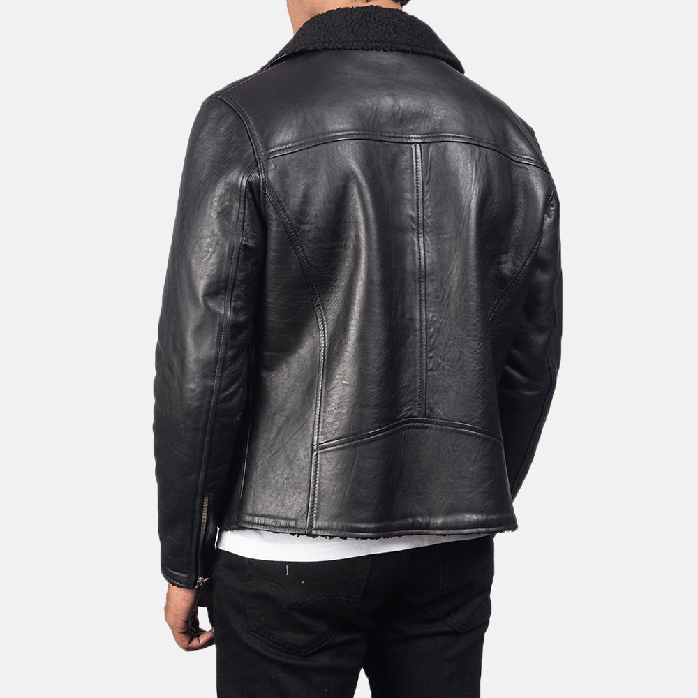 Men's Alberto Shearling Black Leather Jacket – The Jacket Maker