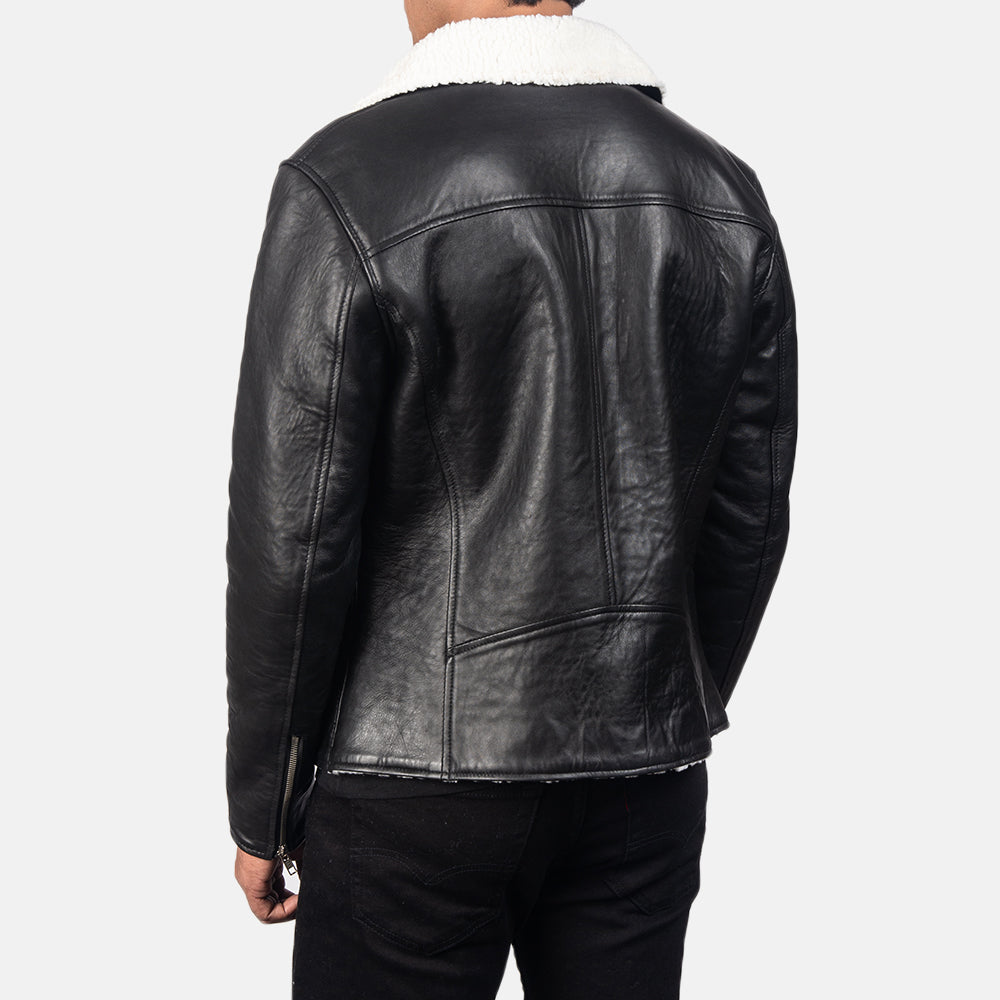 Men's Alberto White Shearling Black Leather Jacket – The Jacket Maker