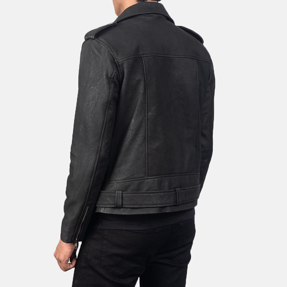 Men's Allaric Alley Distressed Black Leather Biker Jacket – The Jacket ...