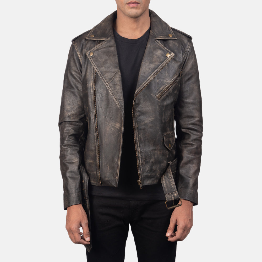 Men's Allaric Alley Distressed Brown Leather Biker Jacket – The Jacket ...