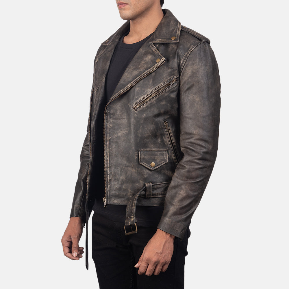 Men's Allaric Alley Distressed Brown Leather Biker Jacket – The Jacket ...