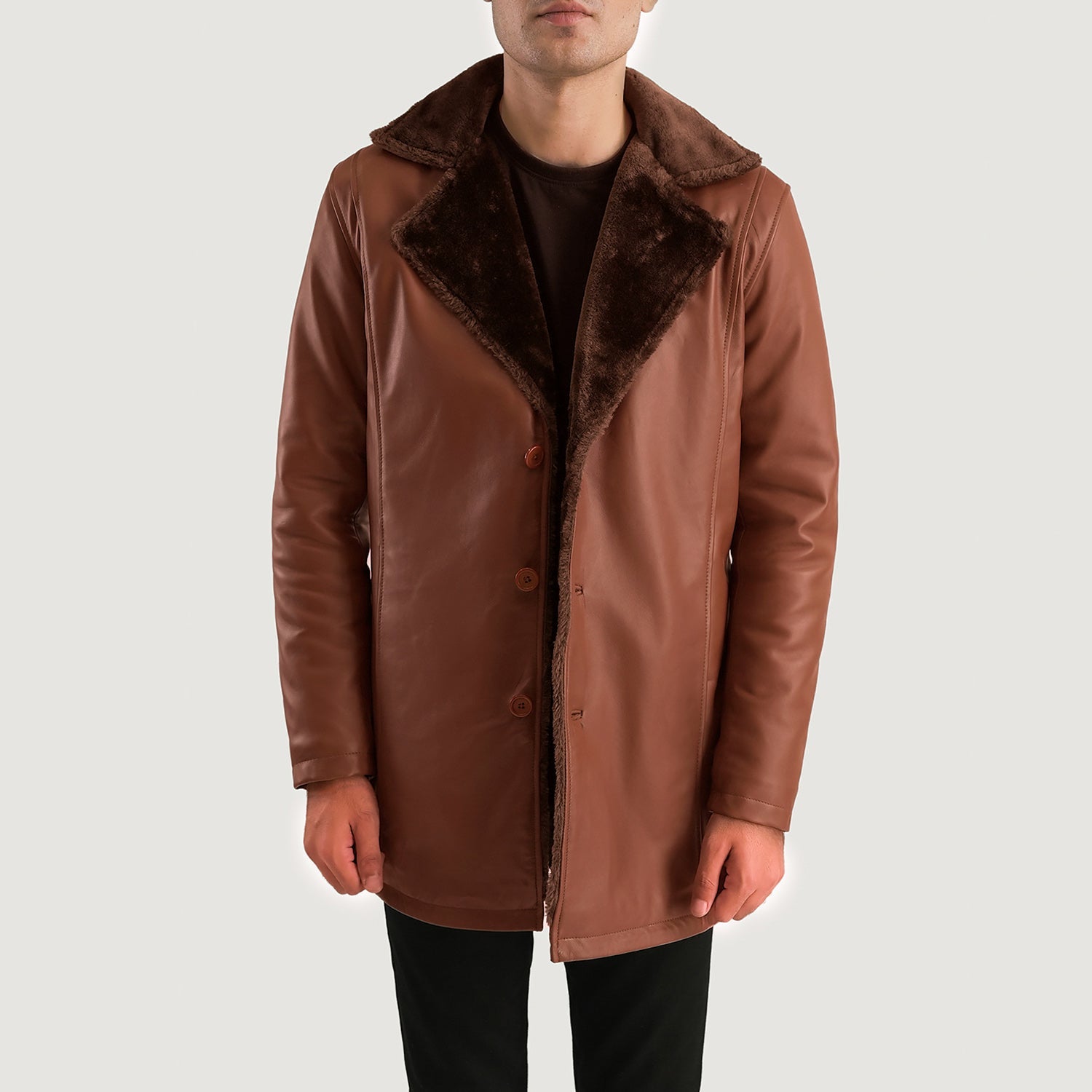 Men's Cinnamon Brown Leather Fur Coat – The Jacket Maker