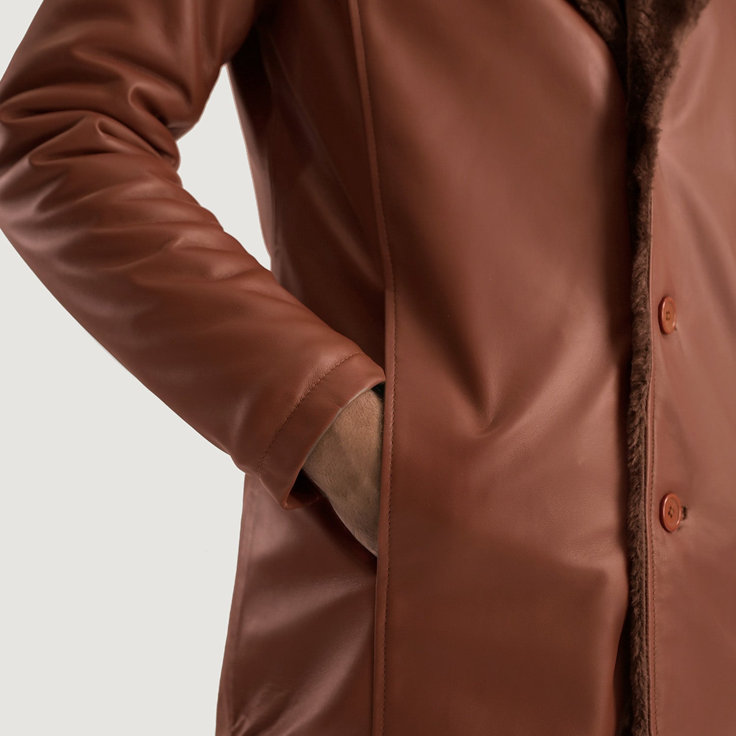 Men's Cinnamon Brown Leather Fur Coat – The Jacket Maker
