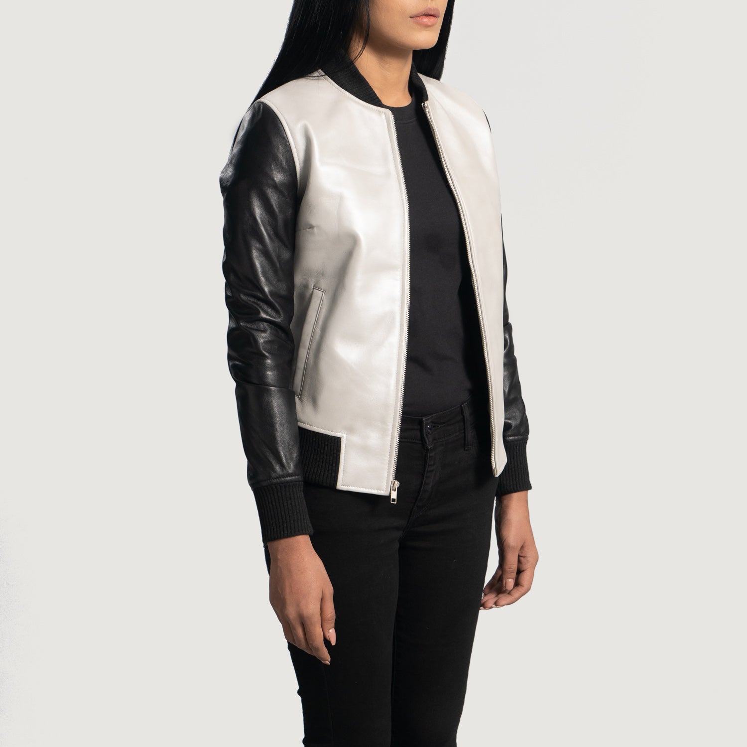 Women's Cole Silver Leather Bomber Jacket – The Jacket Maker