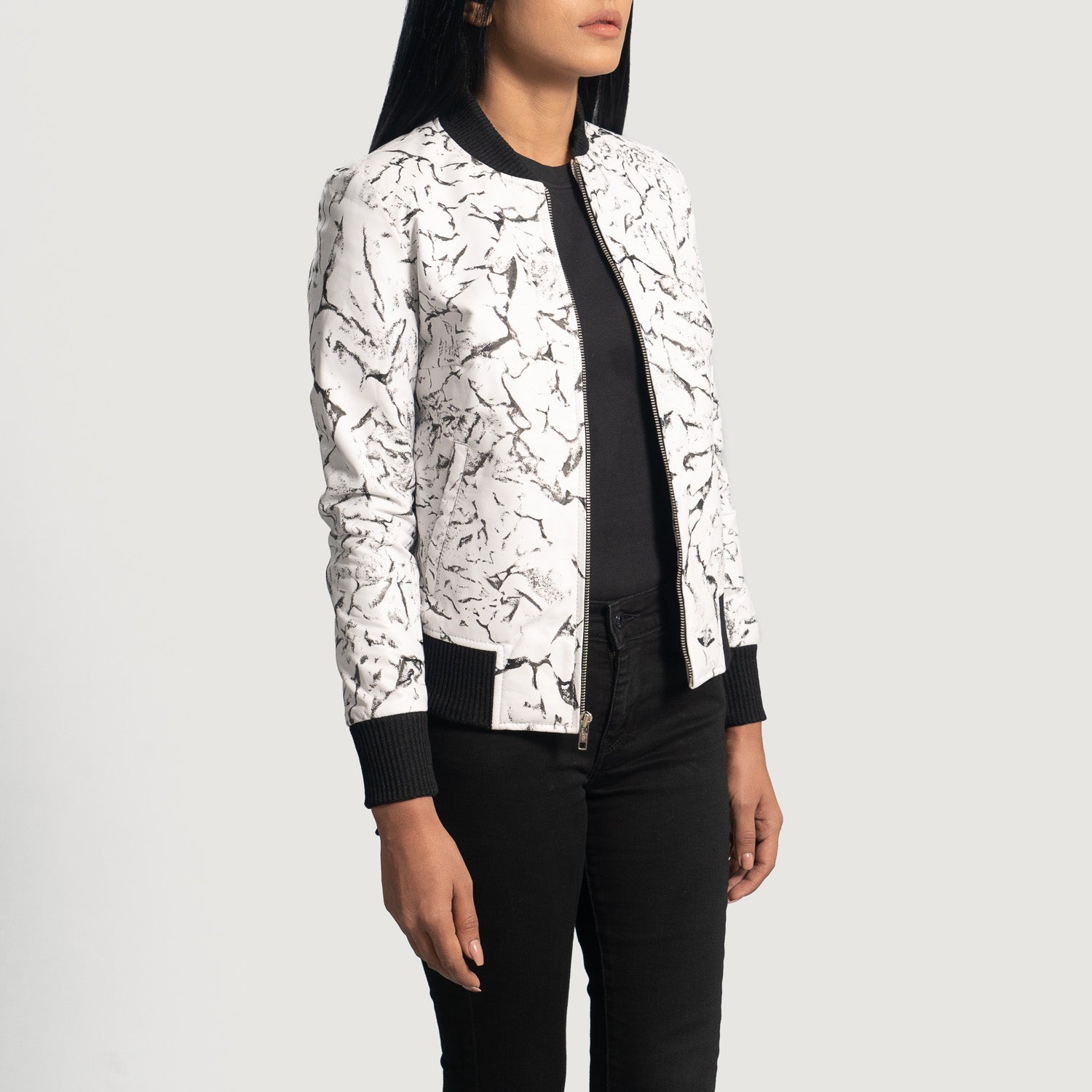 Women's Donna Blake White Leather Bomber Jacket – The Jacket Maker