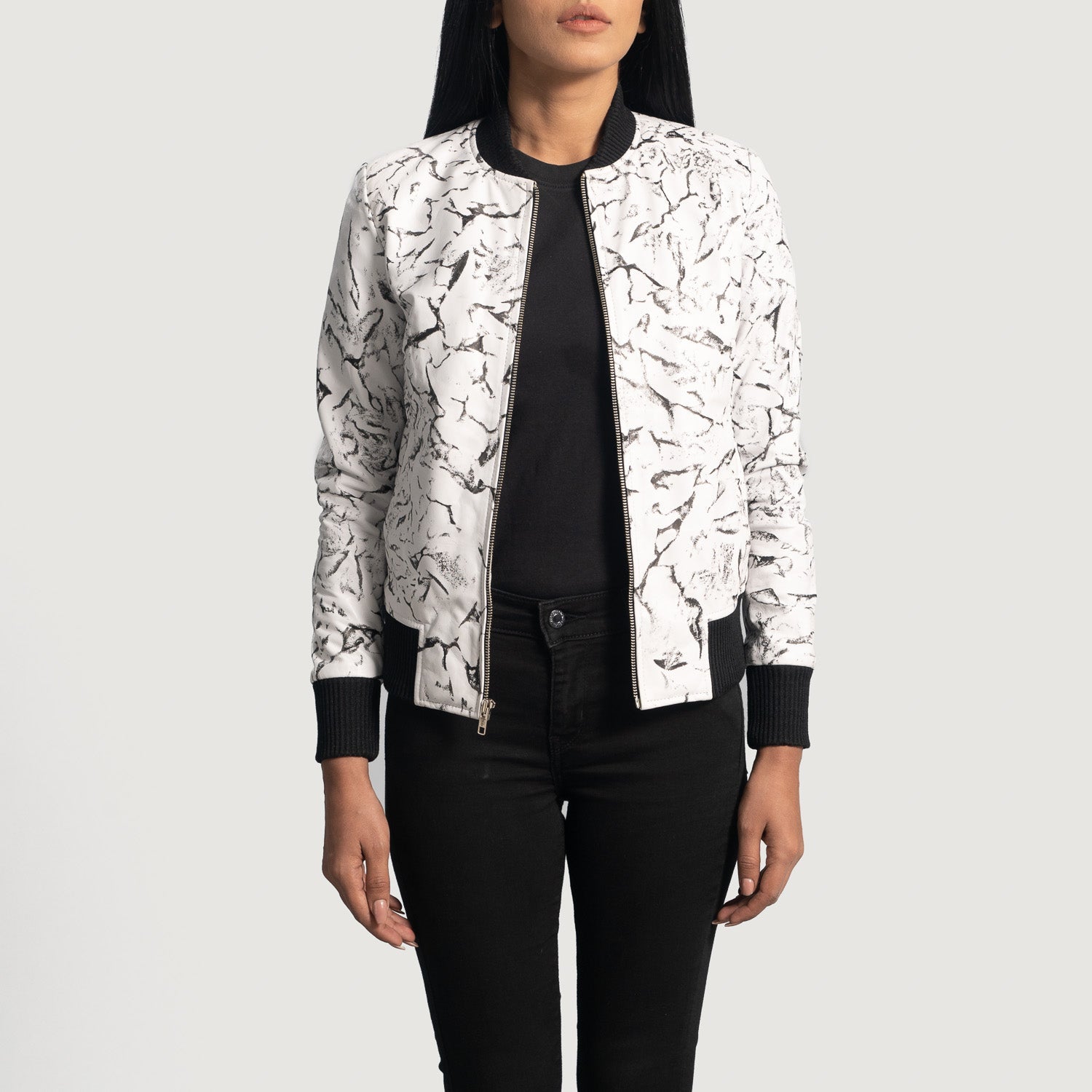 Women's Donna Blake White Leather Bomber Jacket – The Jacket Maker