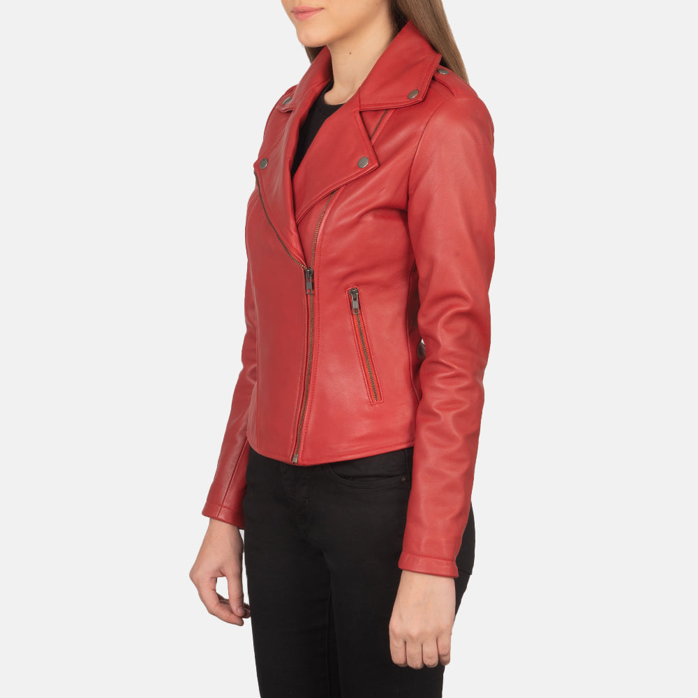 Women's Flashback Red Leather Biker Jacket – The Jacket Maker