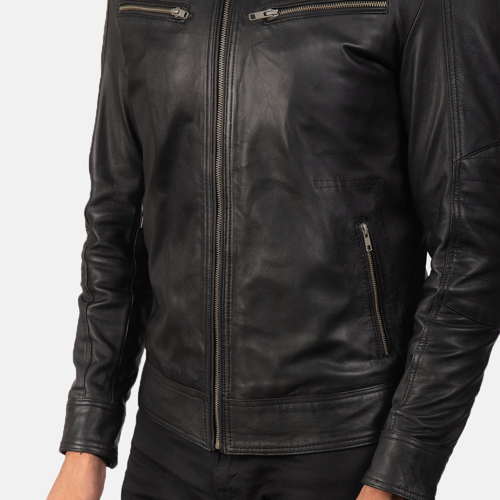 Men's Mack Black Leather Biker Jacket – The Jacket Maker