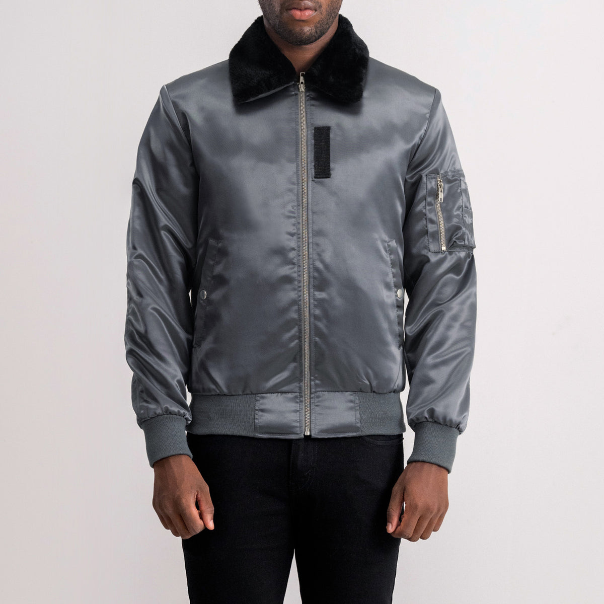 Clyde B-15 Grey Bomber Jacket - The Jacket Maker United States