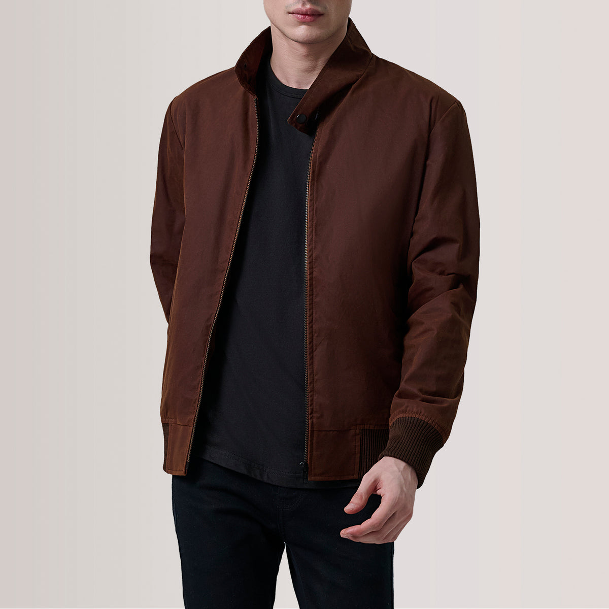 Morrison Brown Canvas Bomber Jacket For Men -The Jacket Maker United States