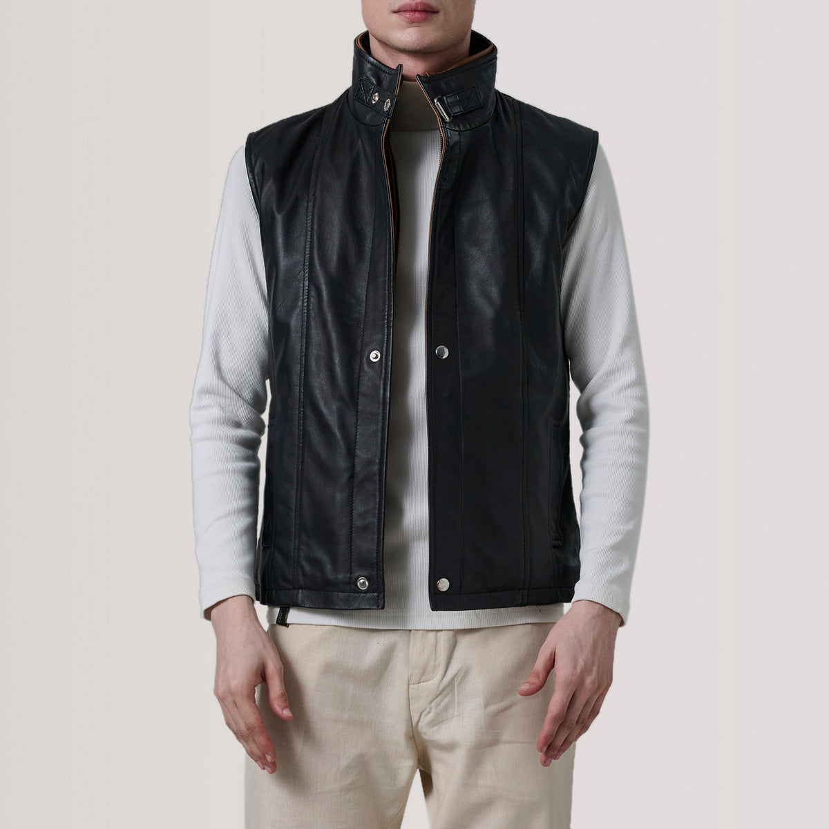 Zane Black Leather Vest For Men -The Jacket Maker United States