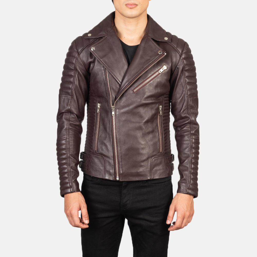 maroon leather jacket men