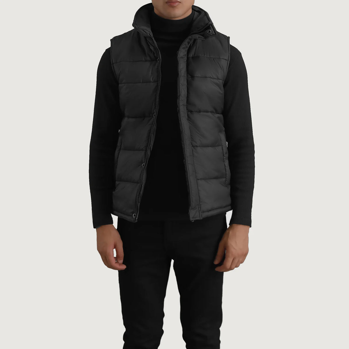 Bryan Black Puffer Vest For Men - The Jacket Maker