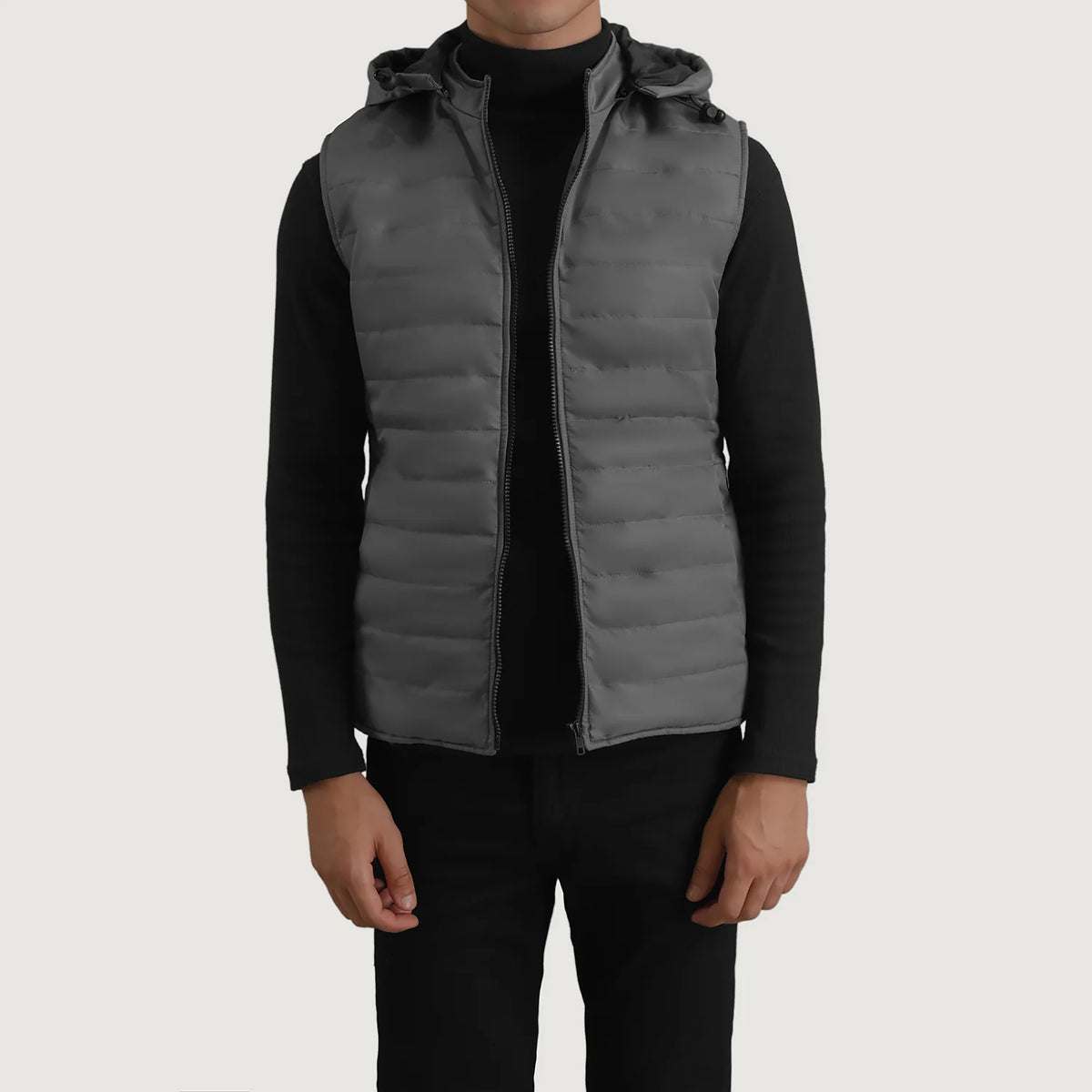 Carlo Grey Hooded Puffer Vest For Men - The Jacket Maker
