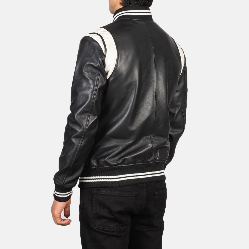 Men's Dantee Black Leather Varsity Jacket – The Jacket Maker