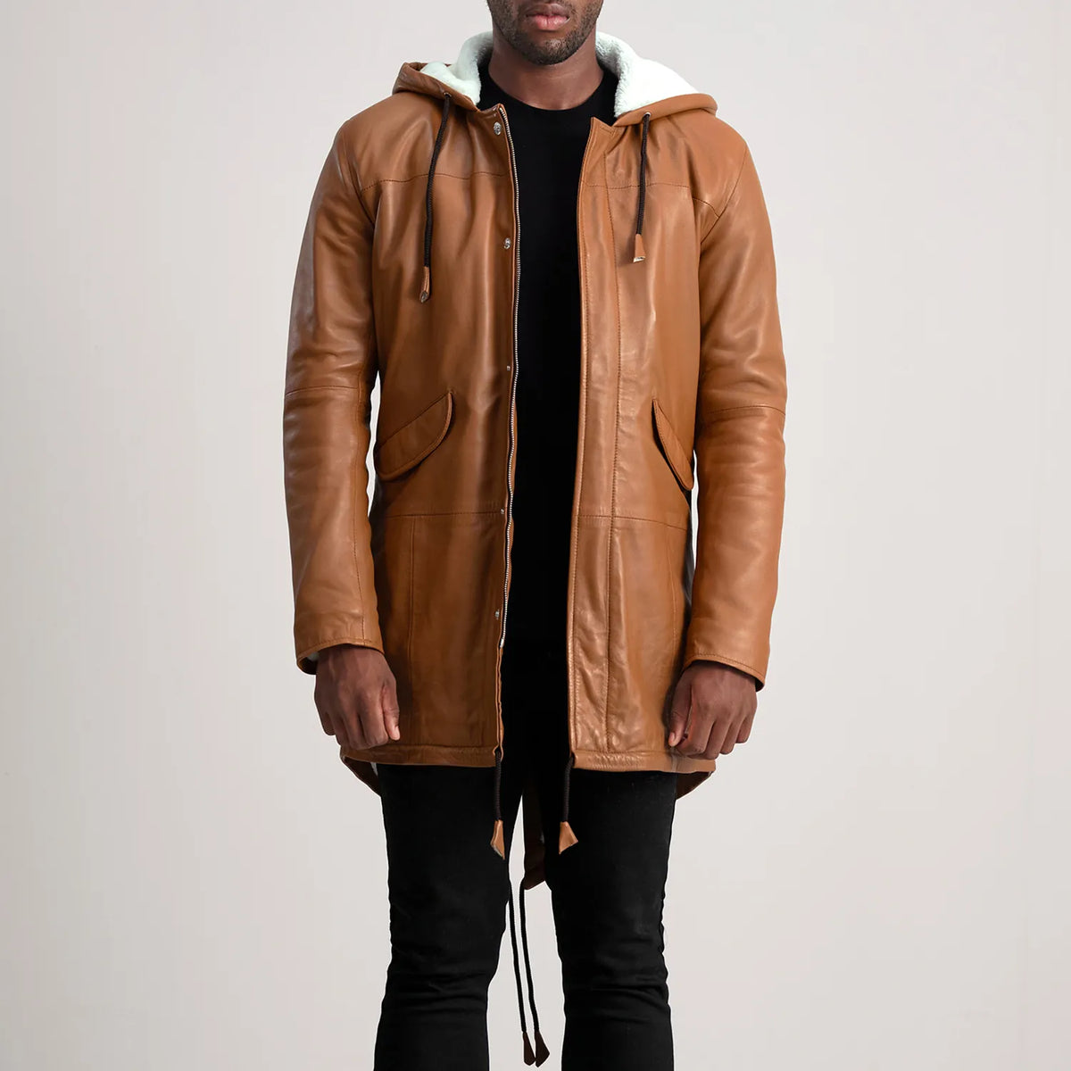 Delvin Tan Leather Parka - The Jacket Maker