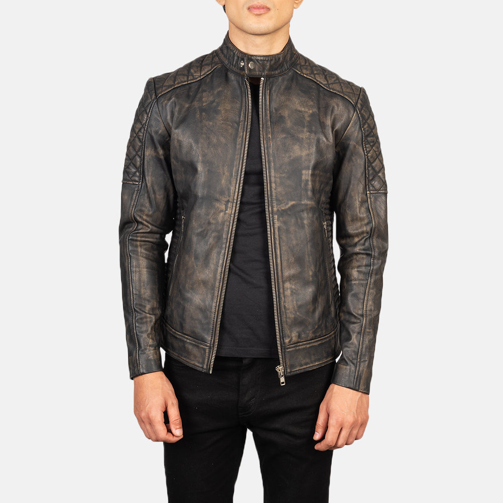 quilted lining leather jacket