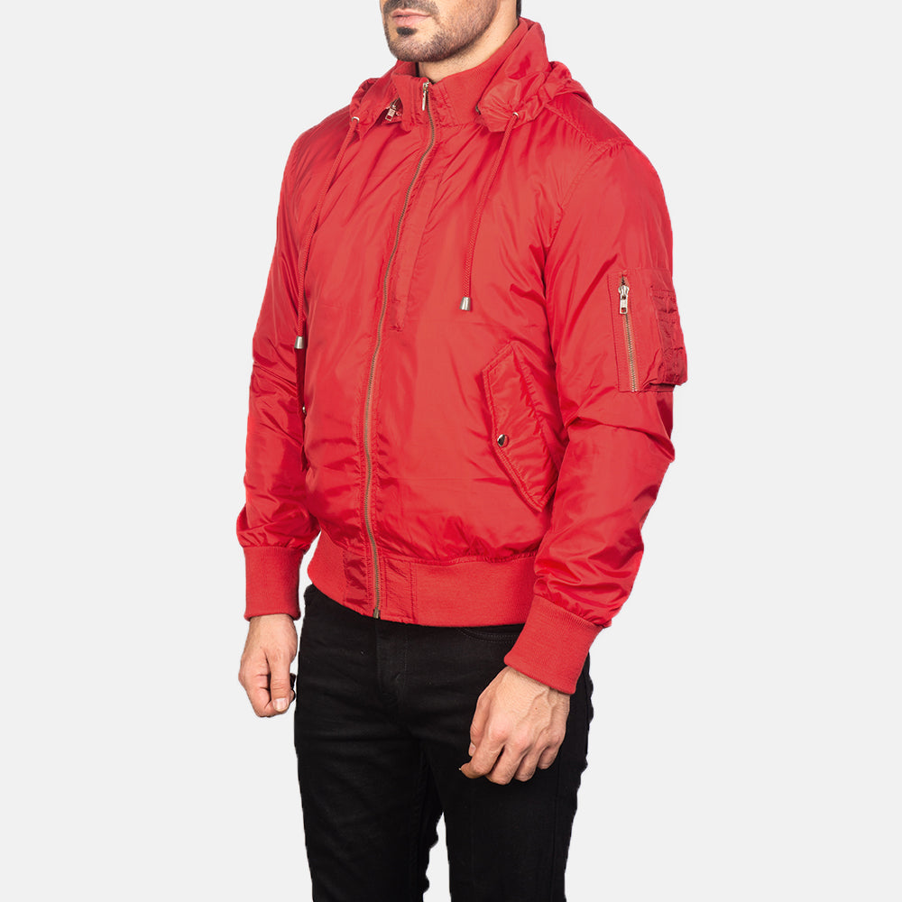 Men's Hanklin Ma-1 Red Hooded Bomber Jacket – The Jacket Maker