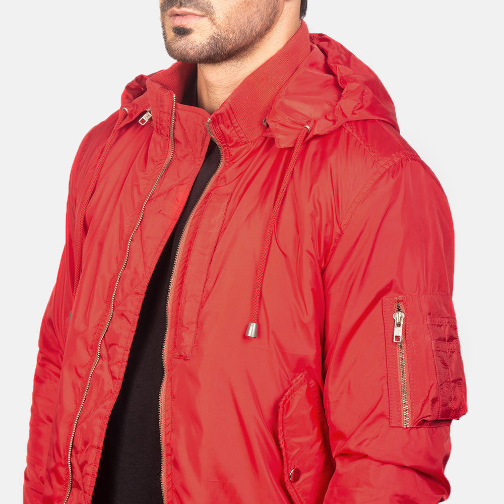 Men's Hanklin Ma-1 Red Hooded Bomber Jacket – The Jacket Maker
