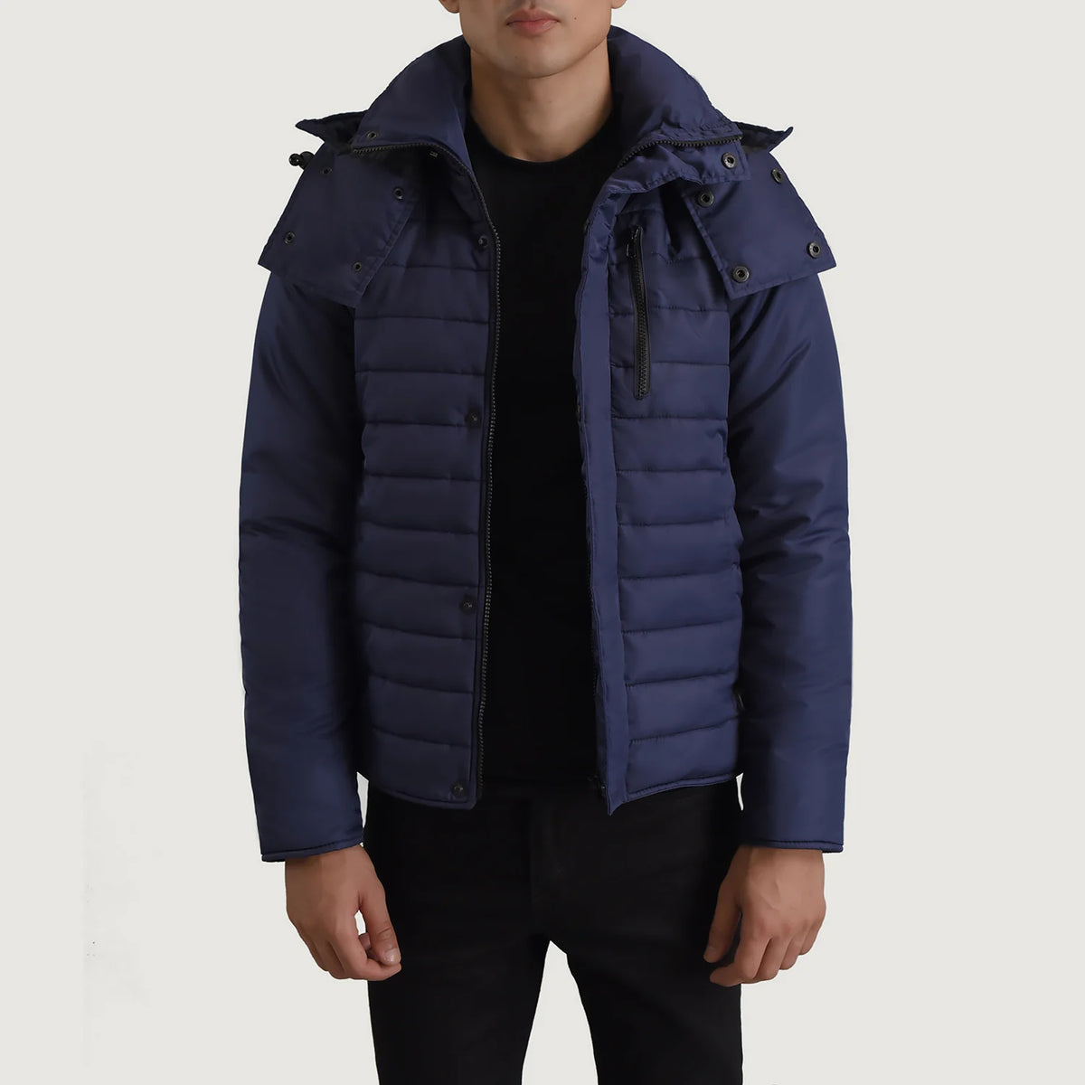 Malcolm Blue Hooded Puffer Jacket For Men - The Jacket Maker