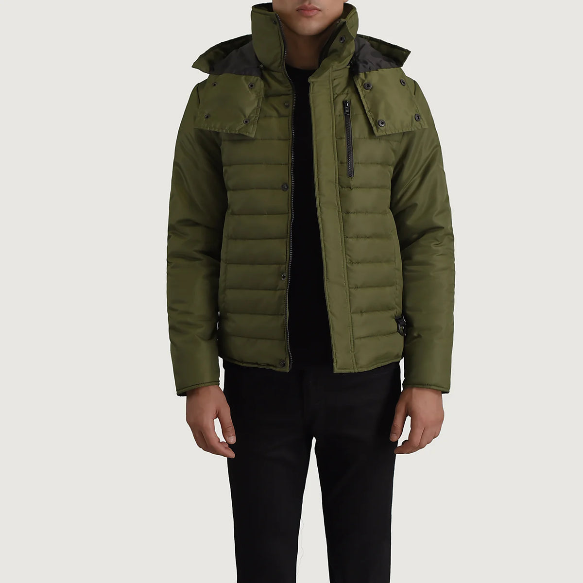 Malcolm Green Hooded Puffer Jacket For Men - The Jacket Maker
