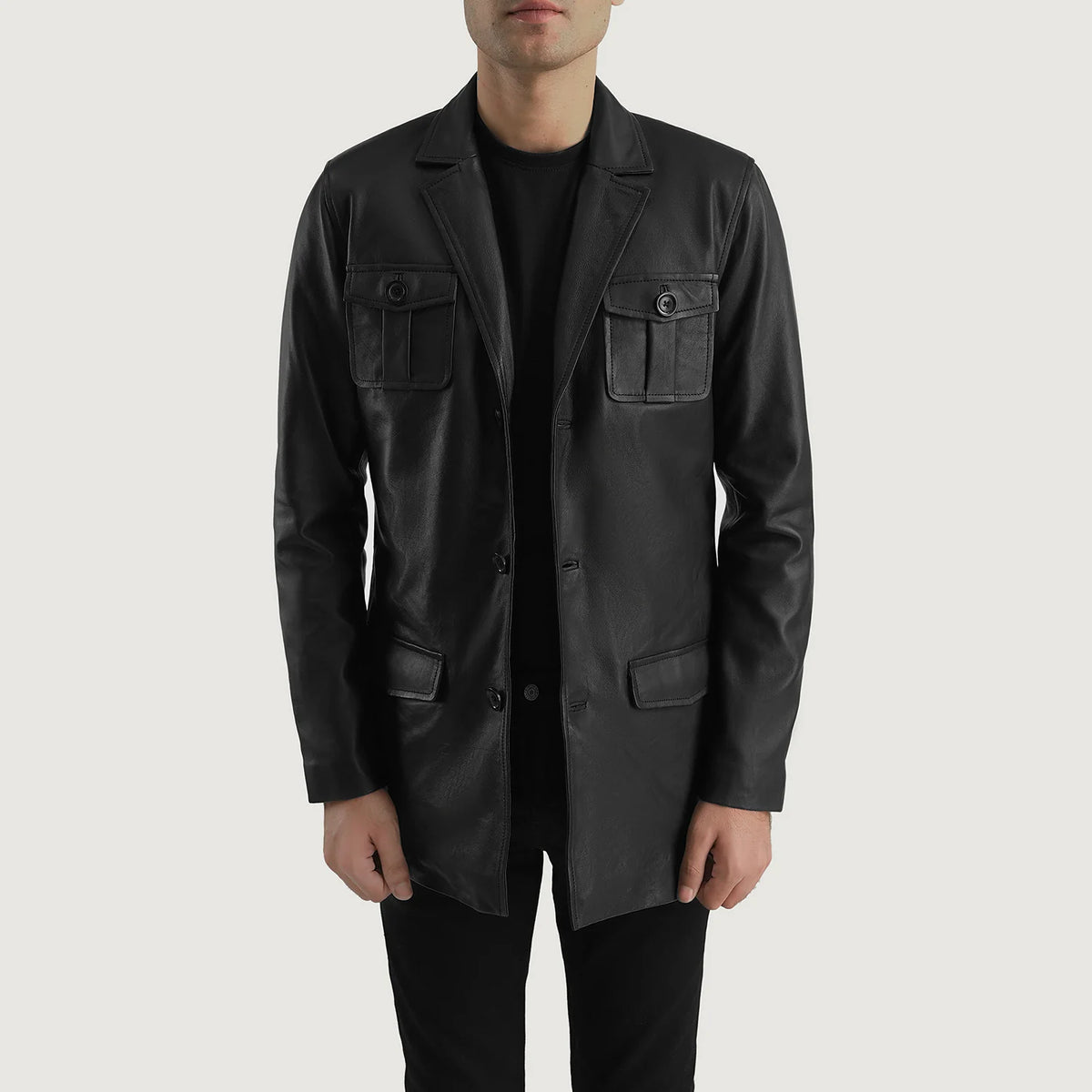Ray Cutler Black Leather Blazer For Men – The Jacket Maker