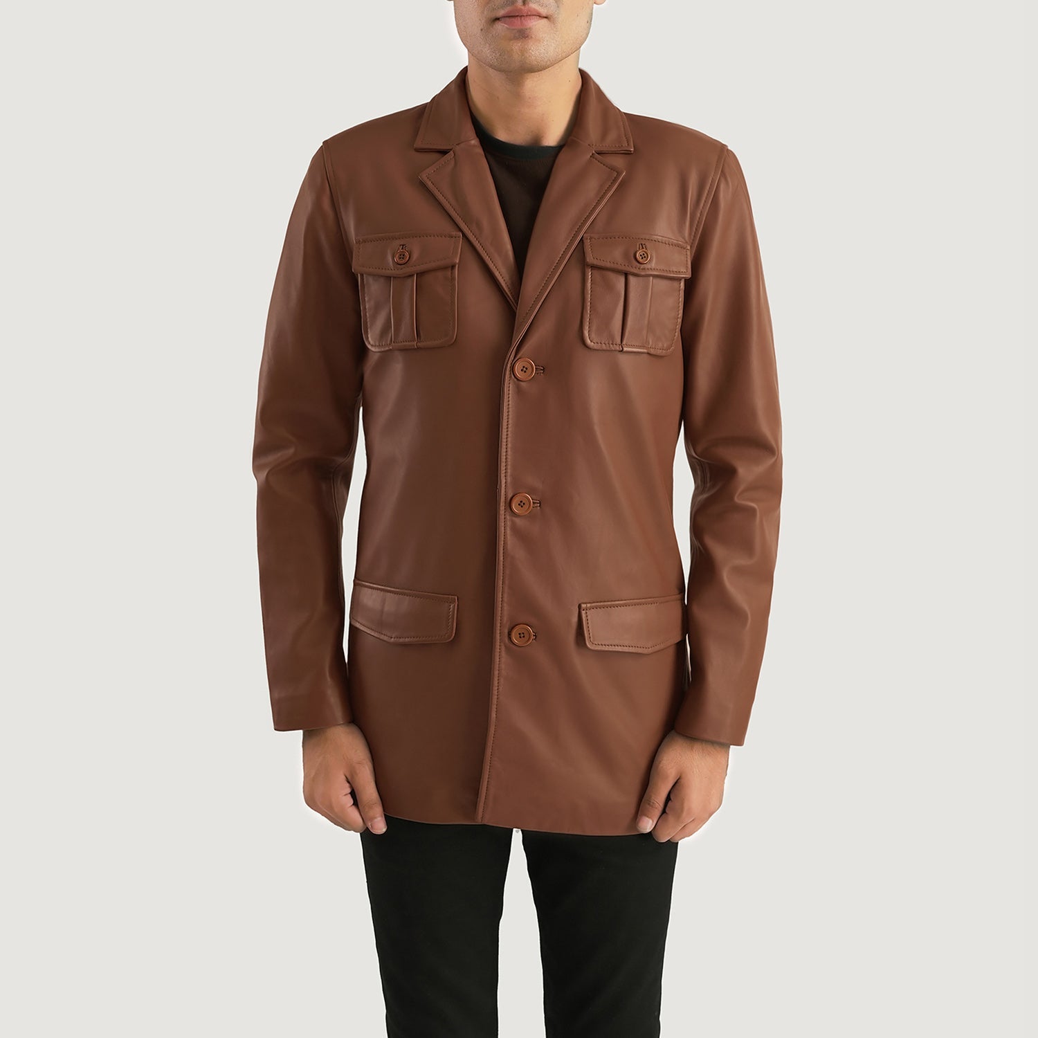 Ray Cutler Brown Leather Blazer For Men – The Jacket Maker