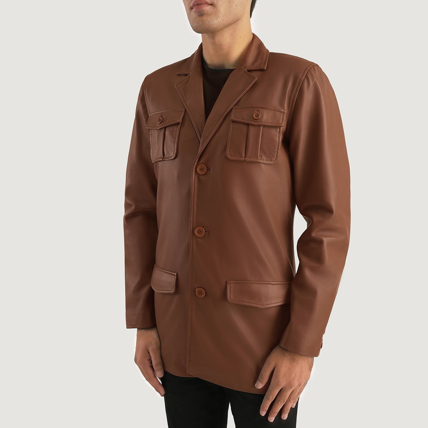 Ray Cutler Brown Leather Blazer For Men – The Jacket Maker