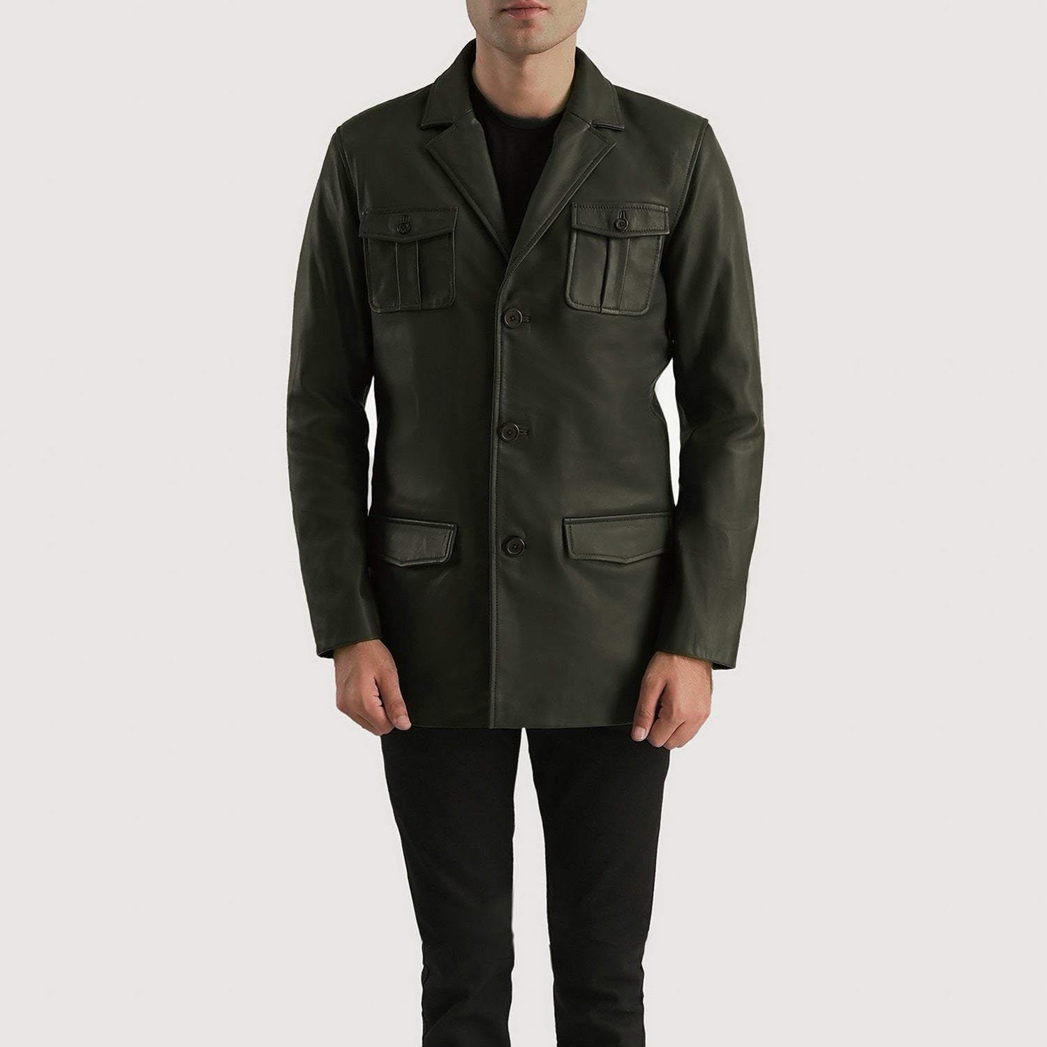 Ray Cutler Green Leather Blazer For Men – The Jacket Maker