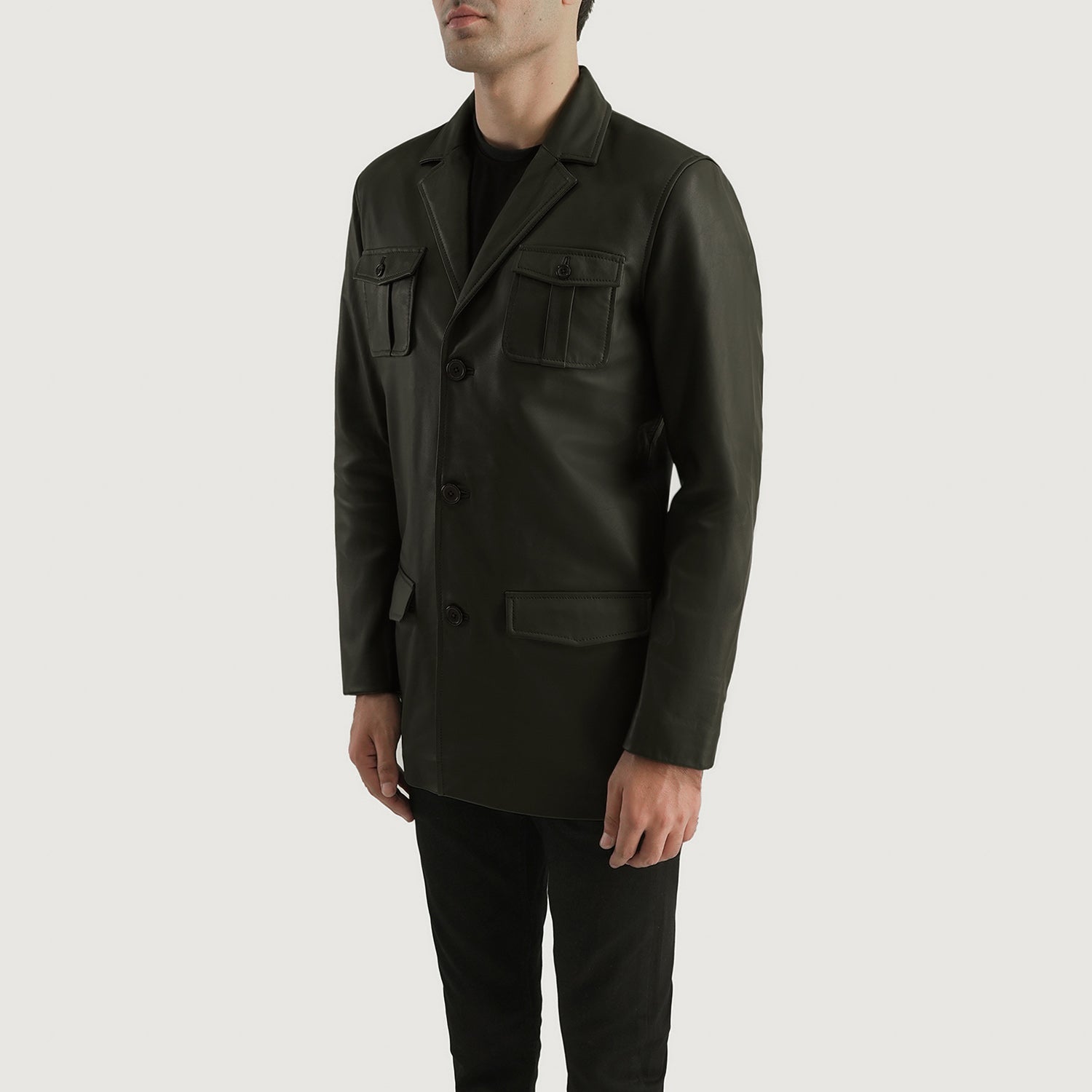 Ray Cutler Green Leather Blazer For Men – The Jacket Maker