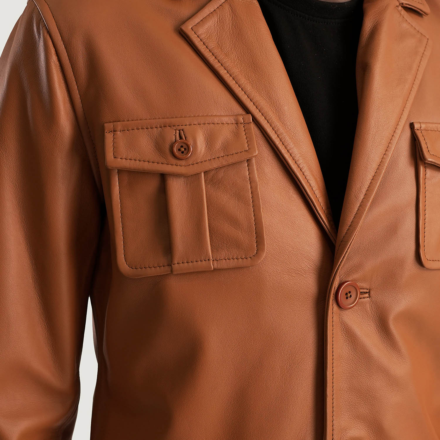 Ray Cutler Tan Brown Leather Blazer For Men – The Jacket Maker