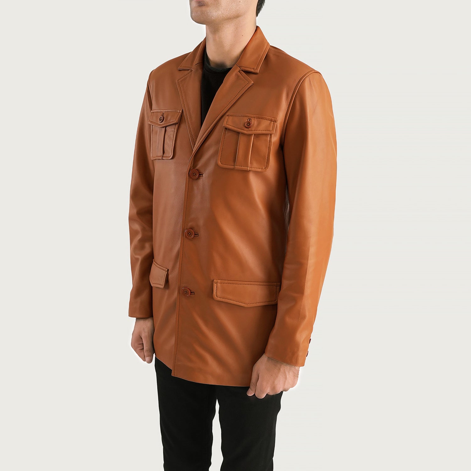 Ray Cutler Tan Brown Leather Blazer For Men – The Jacket Maker