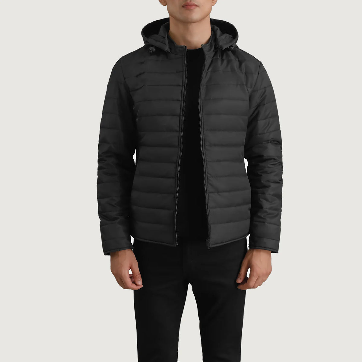 Tyler Black Hooded Puffer Jacket For Men - The Jacket Maker