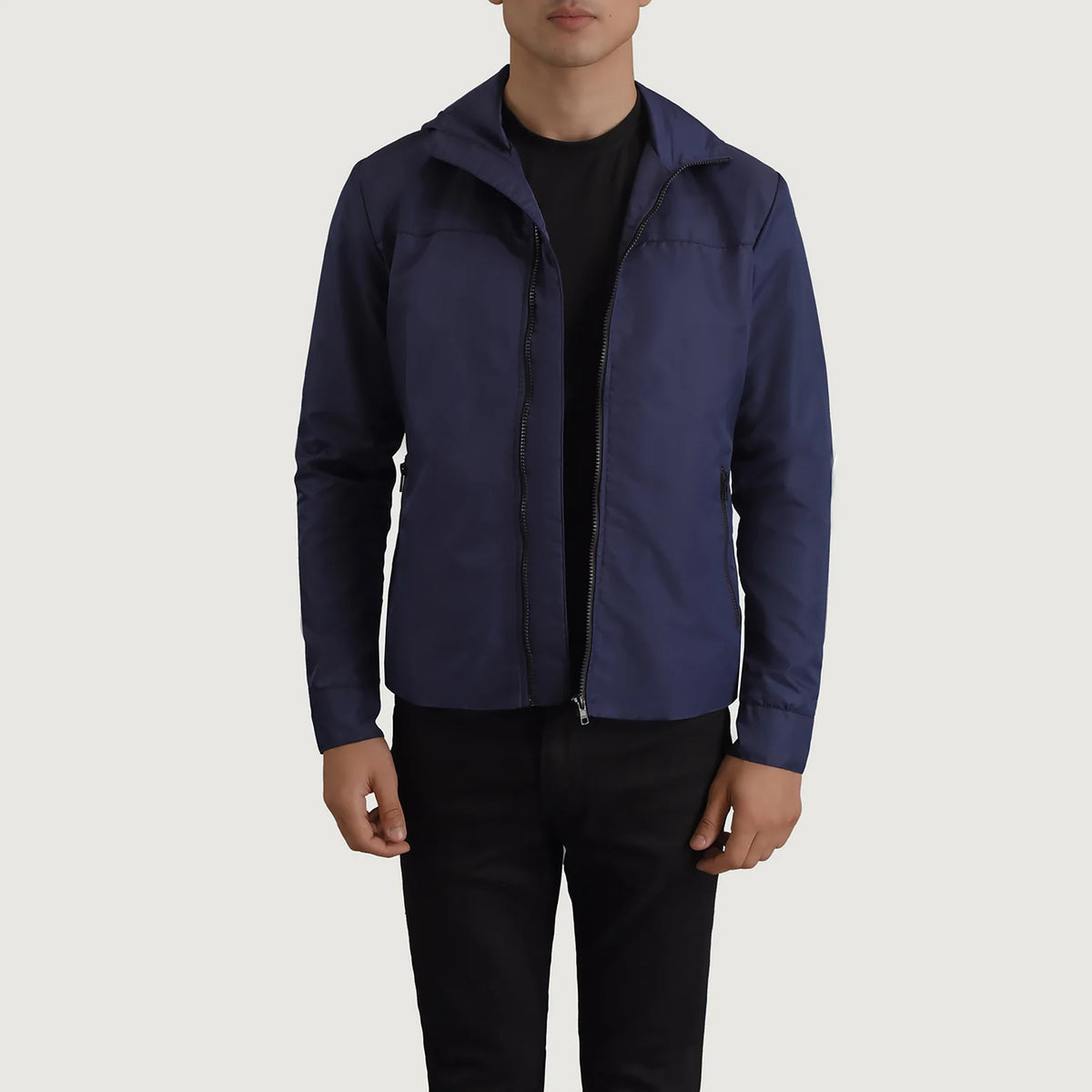 Wesley Blue Hooded Windbreaker Jacket For Men - The Jacket Maker