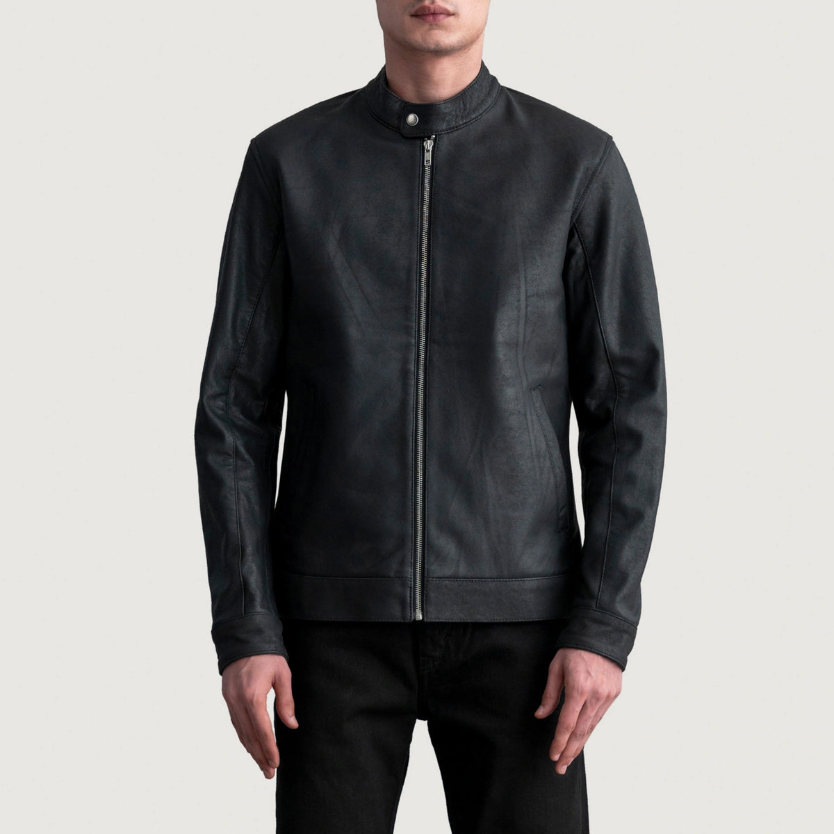 Zen Tumbled Black Leather Biker Jacket For Men – The Jacket Maker