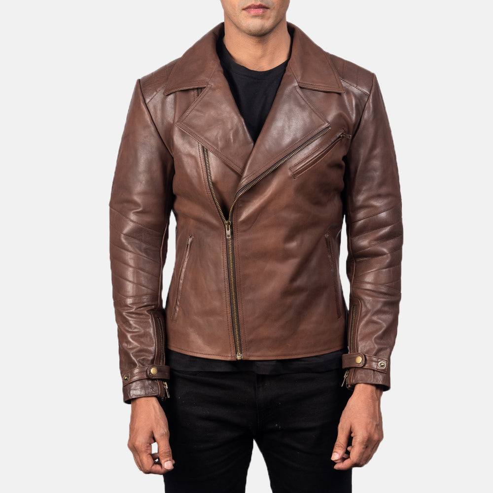 Men's Raiden Brown Leather Biker Jacket – The Jacket Maker