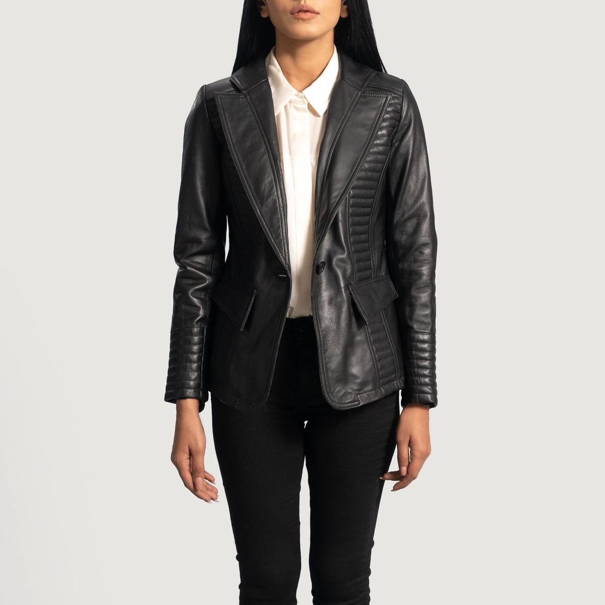 Women's Selina Black Leather Blazer – The Jacket Maker