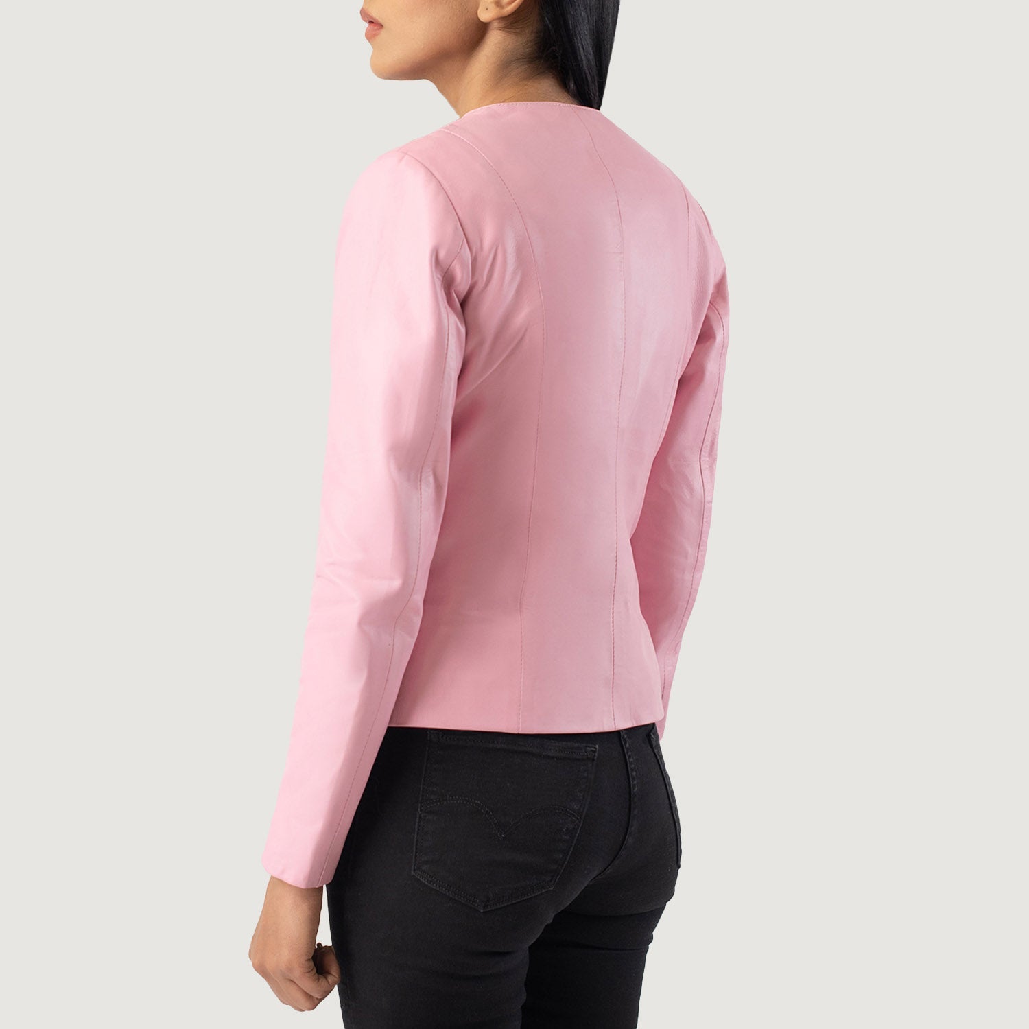 Women's Elixir Pink Collarless Leather Jacket – The Jacket Maker