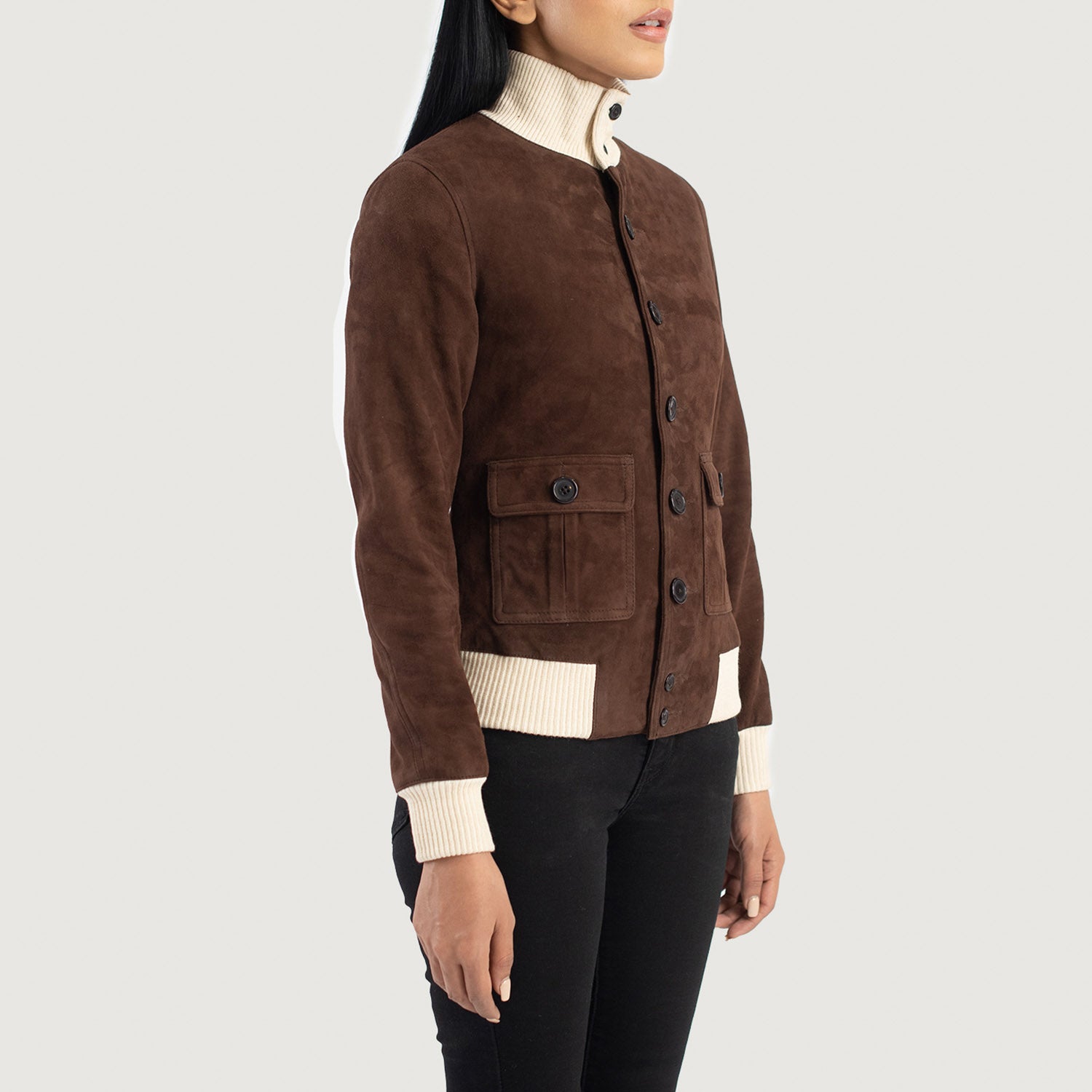 Women's Sasha A1 Mocha Suede Bomber Jacket – The Jacket Maker