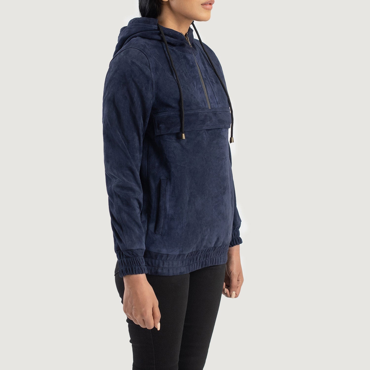 Zest Blue Hooded Suede Pullover Jacket – The Jacket Maker