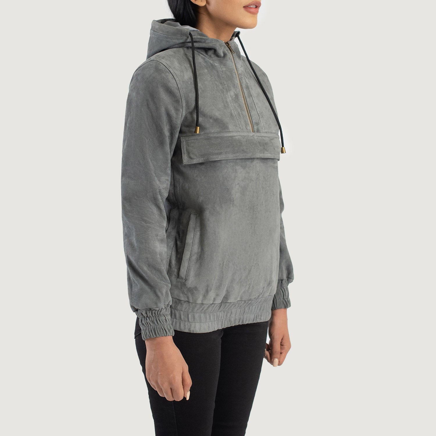 Zest Grey Hooded Suede Pullover Jacket – The Jacket Maker