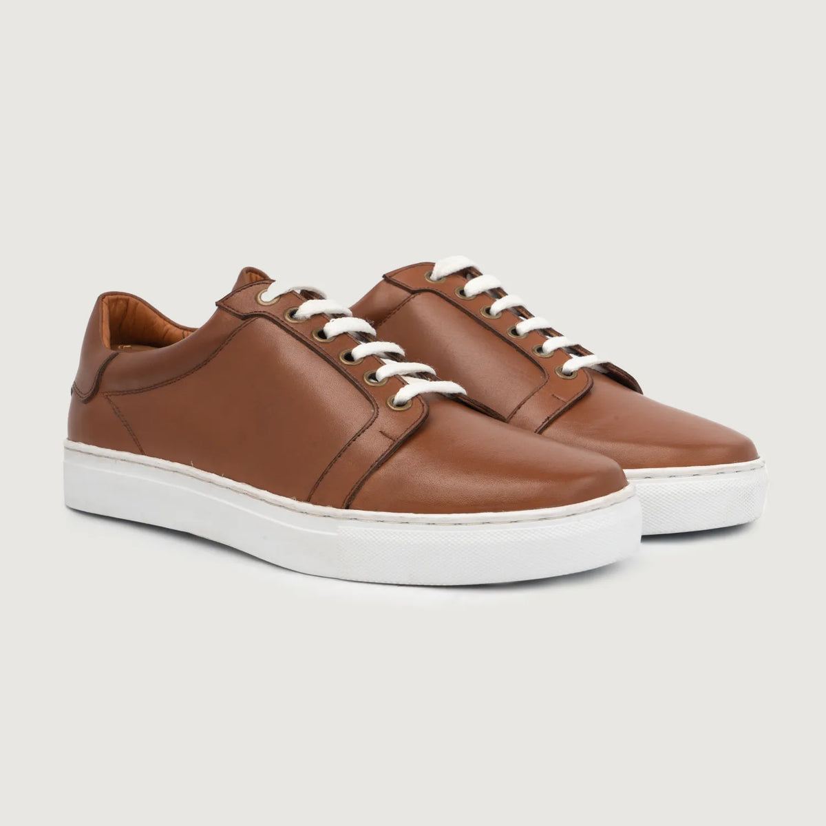 Carter Runn Tan Leather Sneakers For Men - The Jacket Maker
