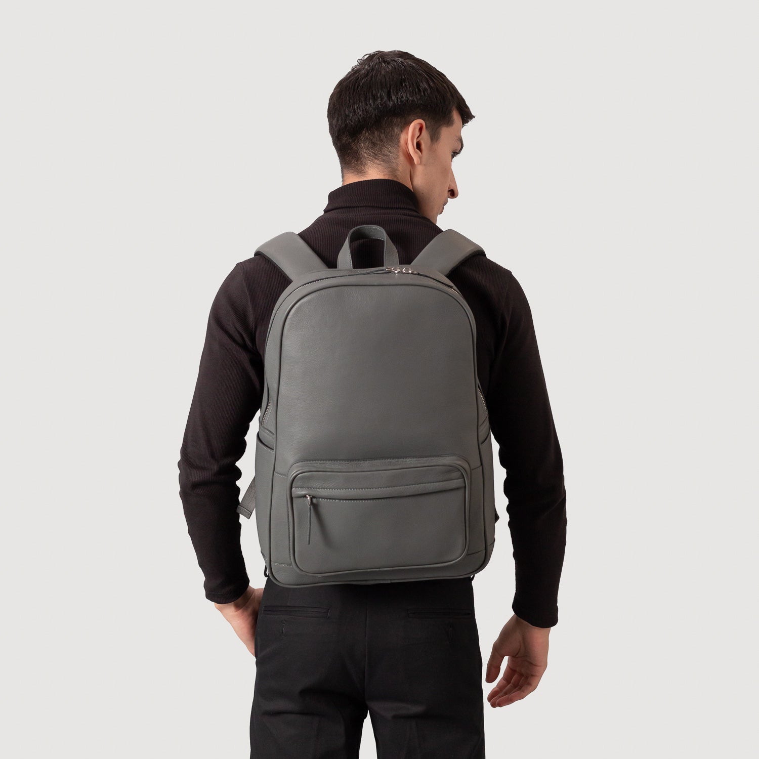 The Philos Grey Leather Backpack For Men & Women - The Jacket Maker