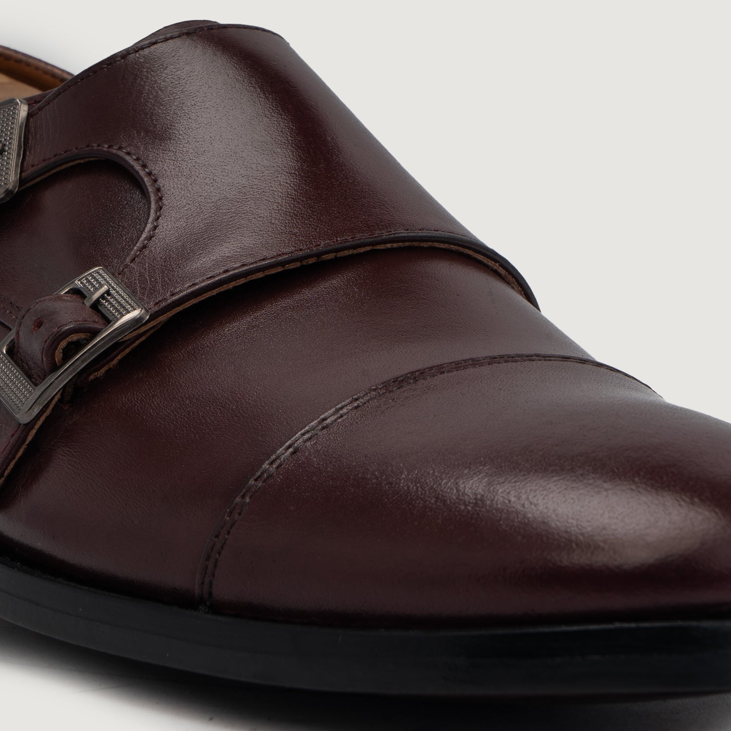 Boston Double Monk Strap Maroon Leather Shoes For Men - The Jacket Maker