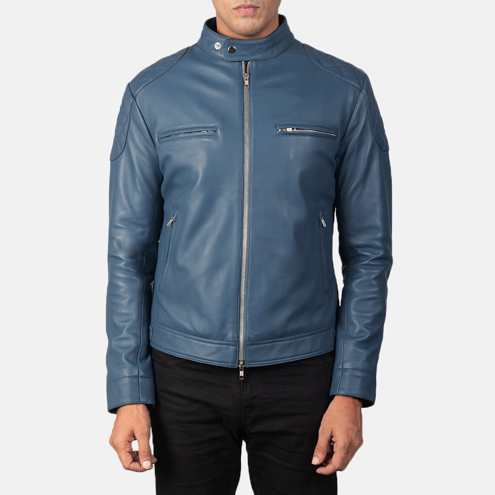 blue biker jacket