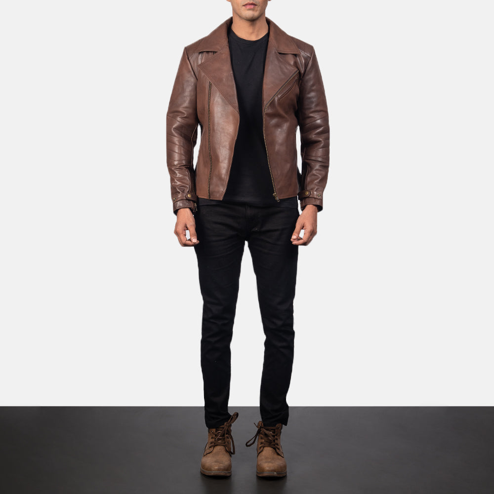 Men's Raiden Brown Leather Biker Jacket – The Jacket Maker