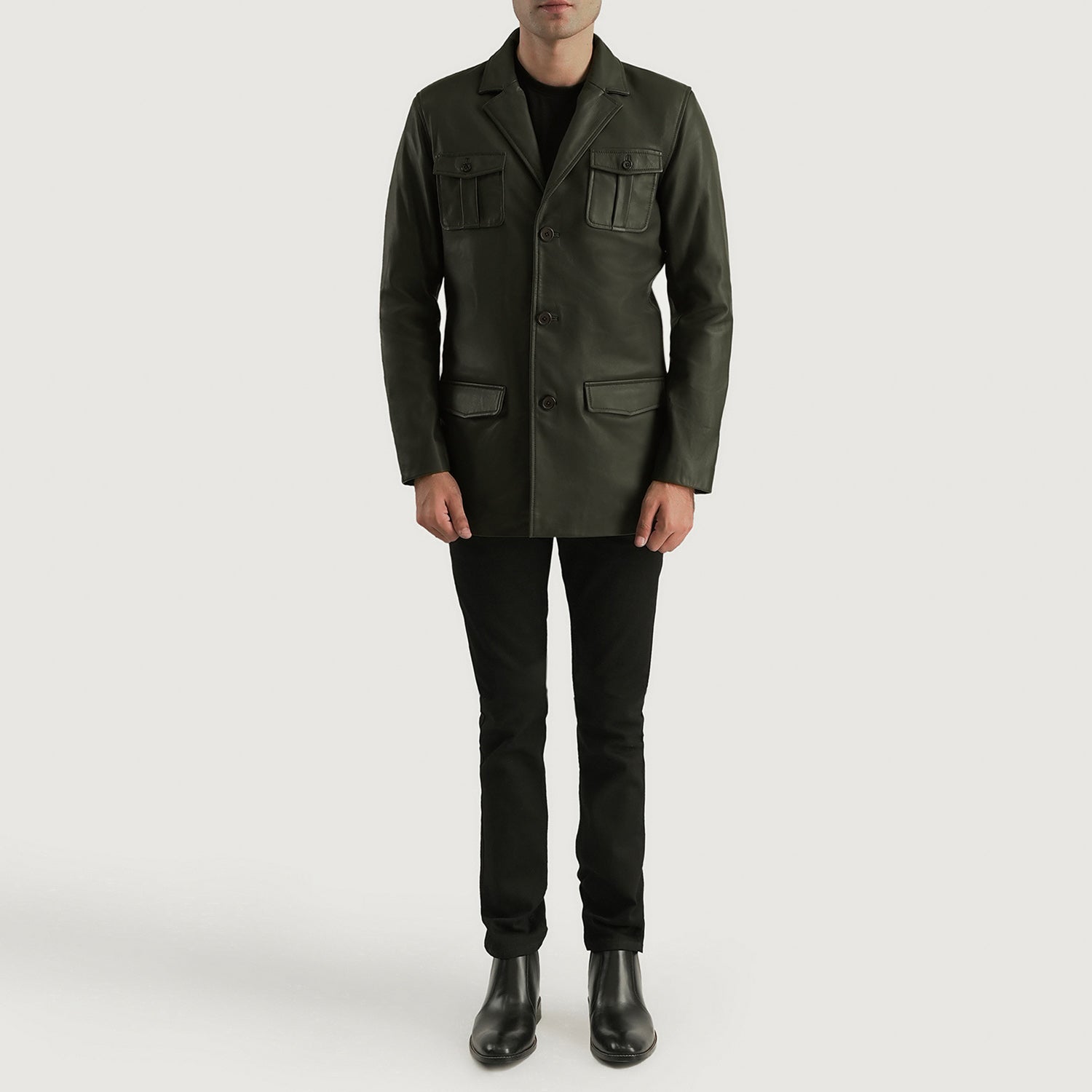 Ray Cutler Green Leather Blazer For Men – The Jacket Maker