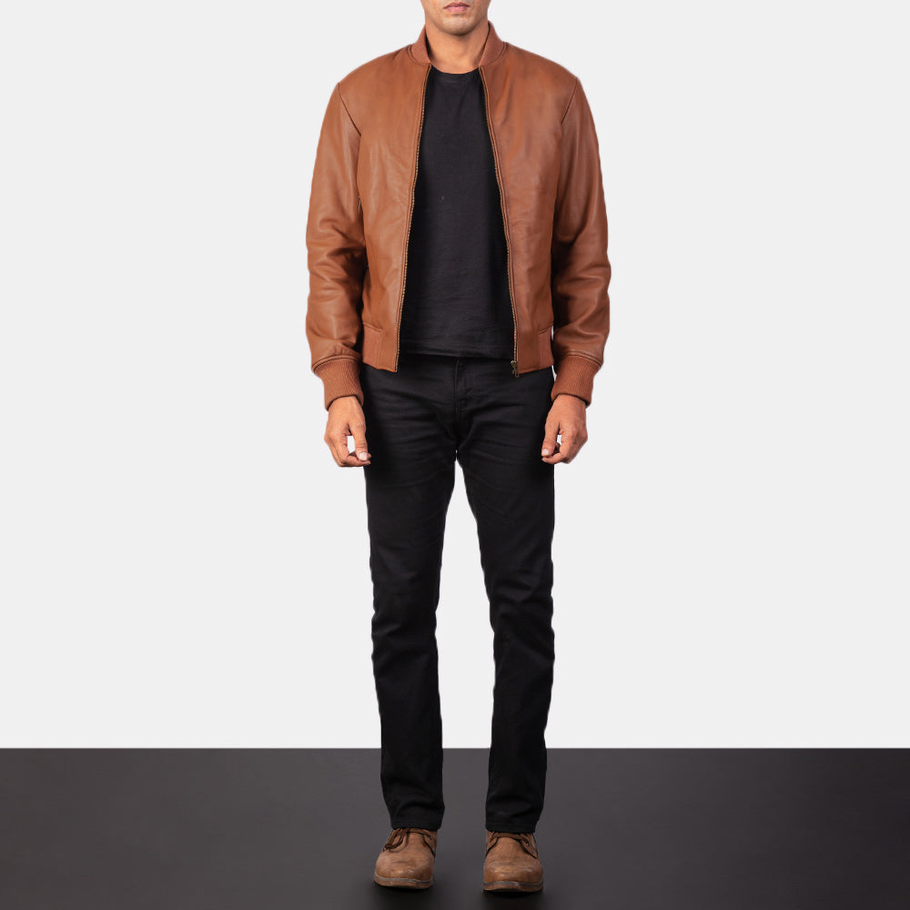 Men's Shane Brown Leather Bomber Jacket – The Jacket Maker