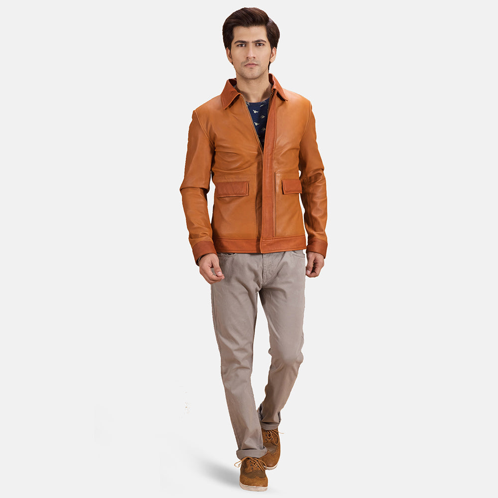 Men's Hubert Tan Brown Leather Jacket – The Jacket Maker